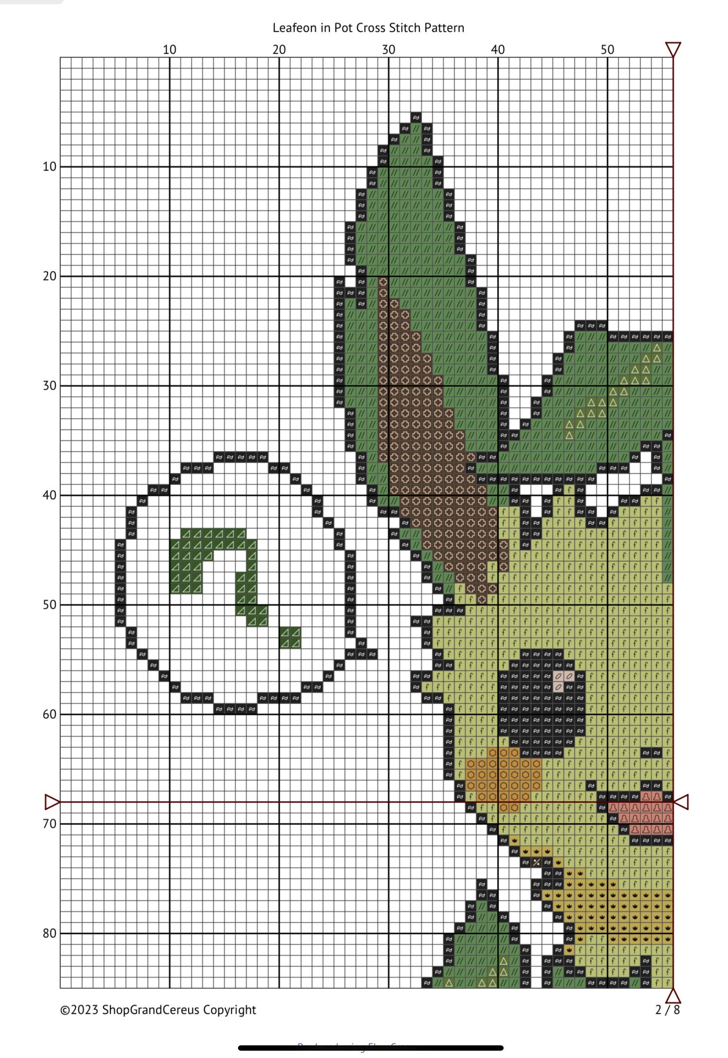 Pokémon Leafeon in Pot Cross Stitch Pattern - Etsy
