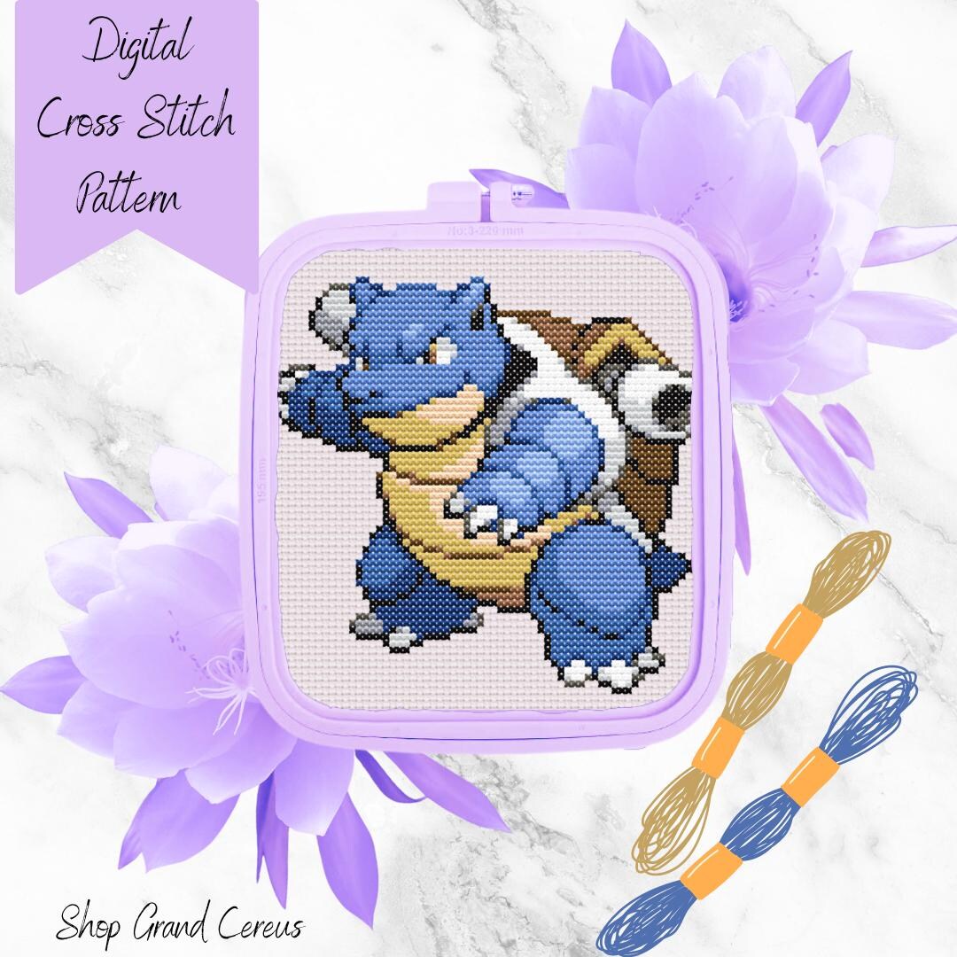 Blastoise 9 Pokemon Cross Stitch Pattern, Water Pokemon Cross Stitch ...