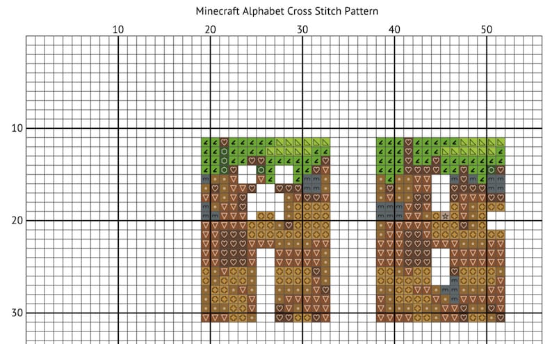 Minecraft Alphabet Cross Stitch Pattern, Font Cross Stitch, Minecraft ...