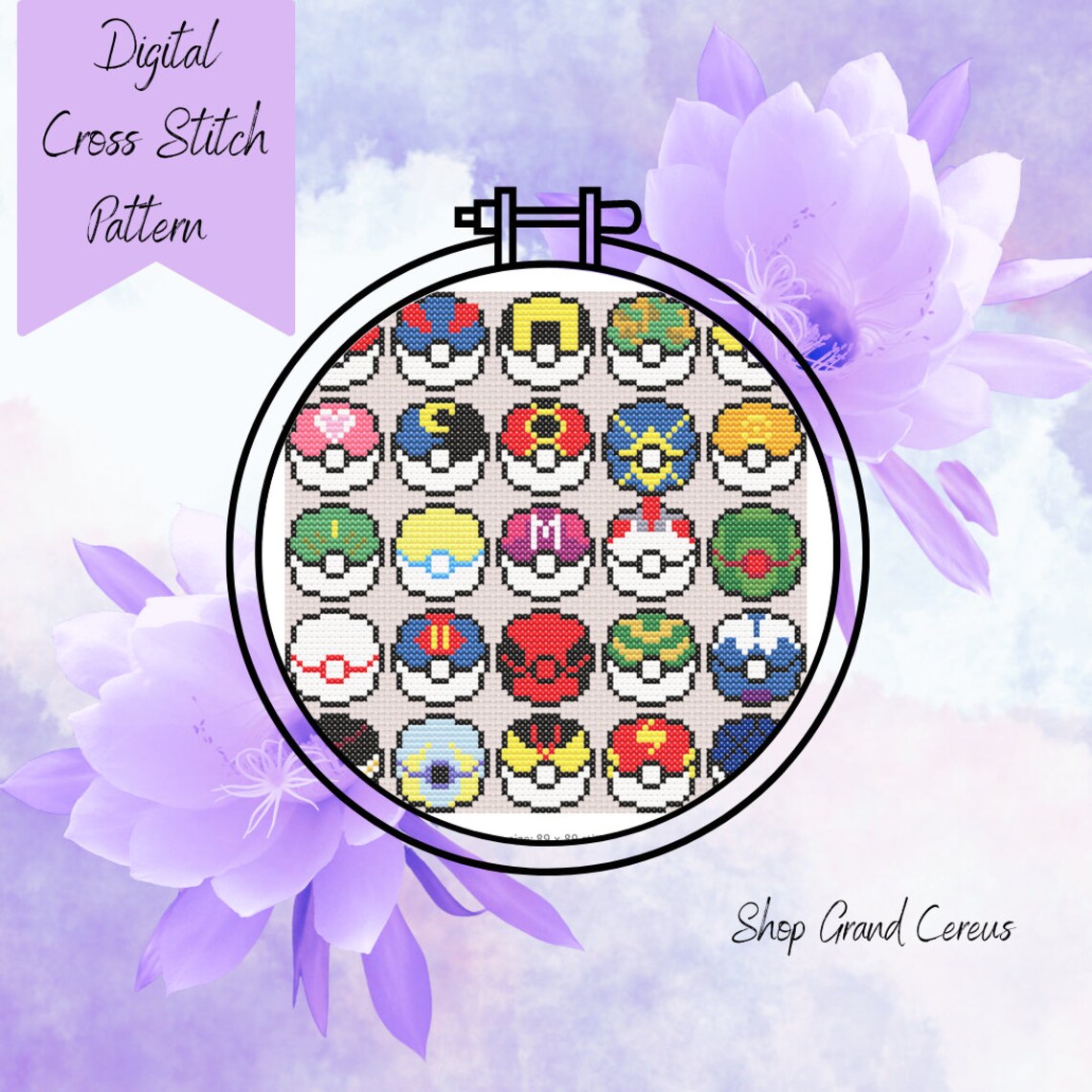 Pokeballs Cross Stitch Pattern Pokemon Cross Stitch, Pixel Cross Stitch ...