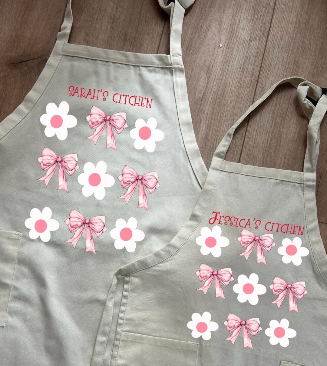 Custom Mother and Me Toddler Apron, Mom and Child Apron, Custom Flowers ...