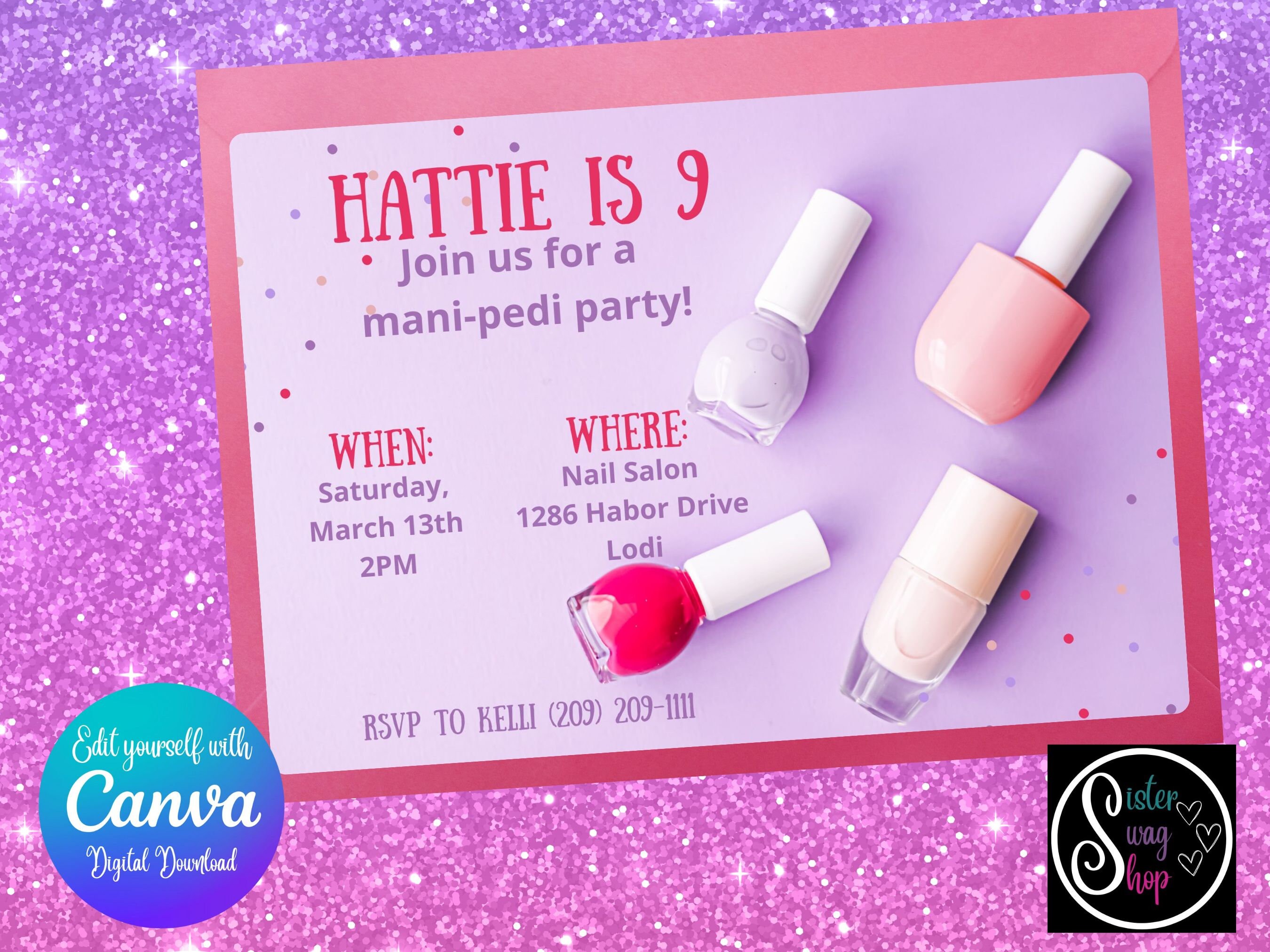 Mani - Pedi Birthday Party Invitation Template - Etsy