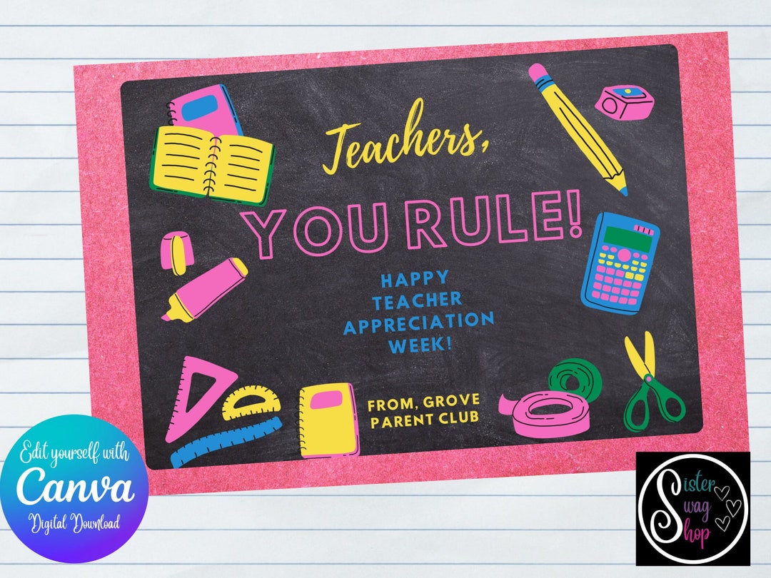 Teacher Appreciation Flyer - Digital Download - Canva Link - Etsy