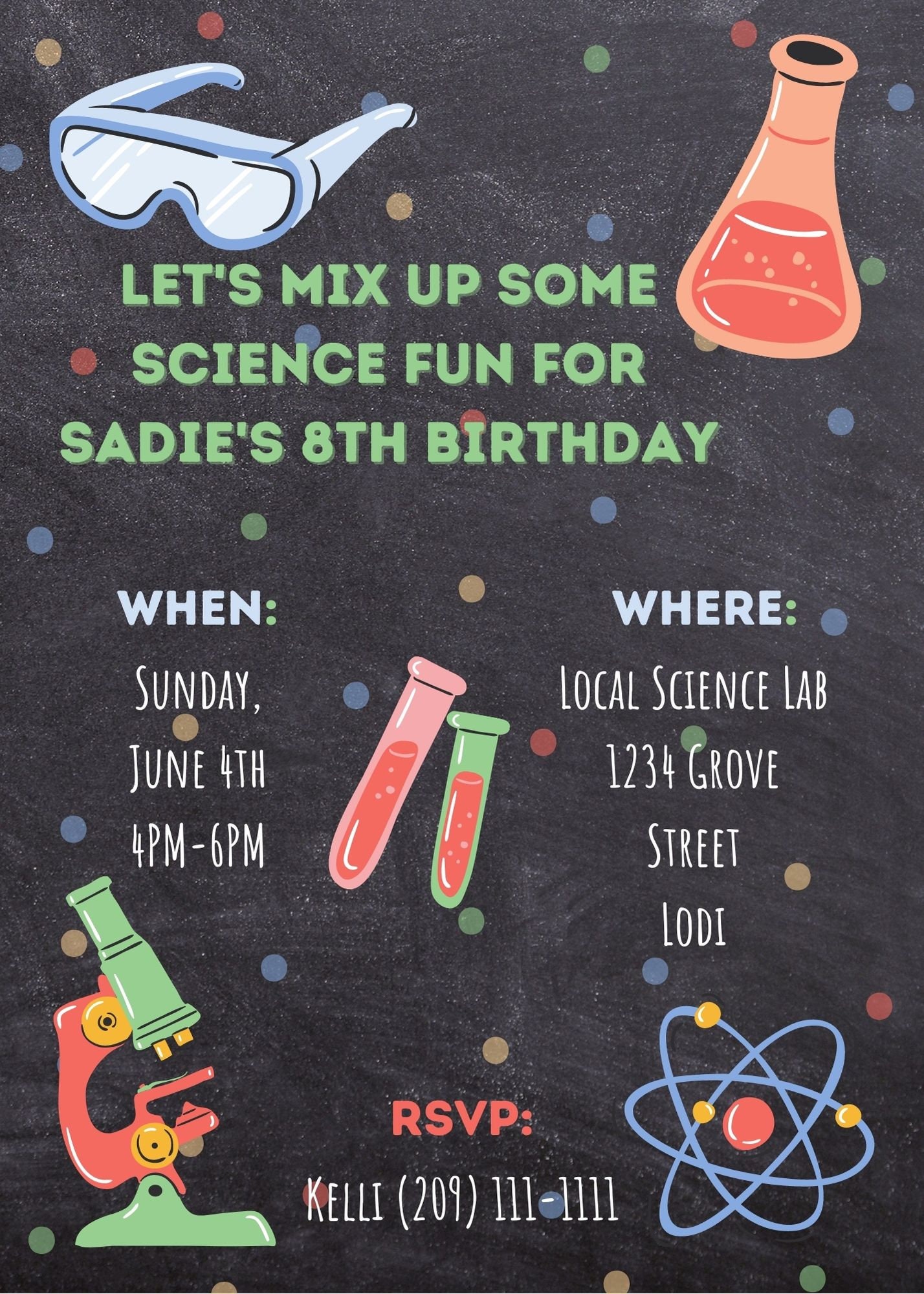 Science Themed Birthday Party Invitation Template - Digital Download ...