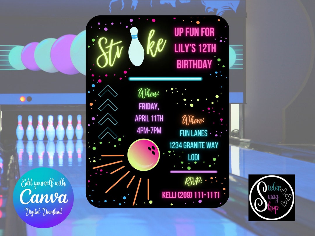 Strike up Fun Bowling Invitation Template - Digital Download - Etsy ...