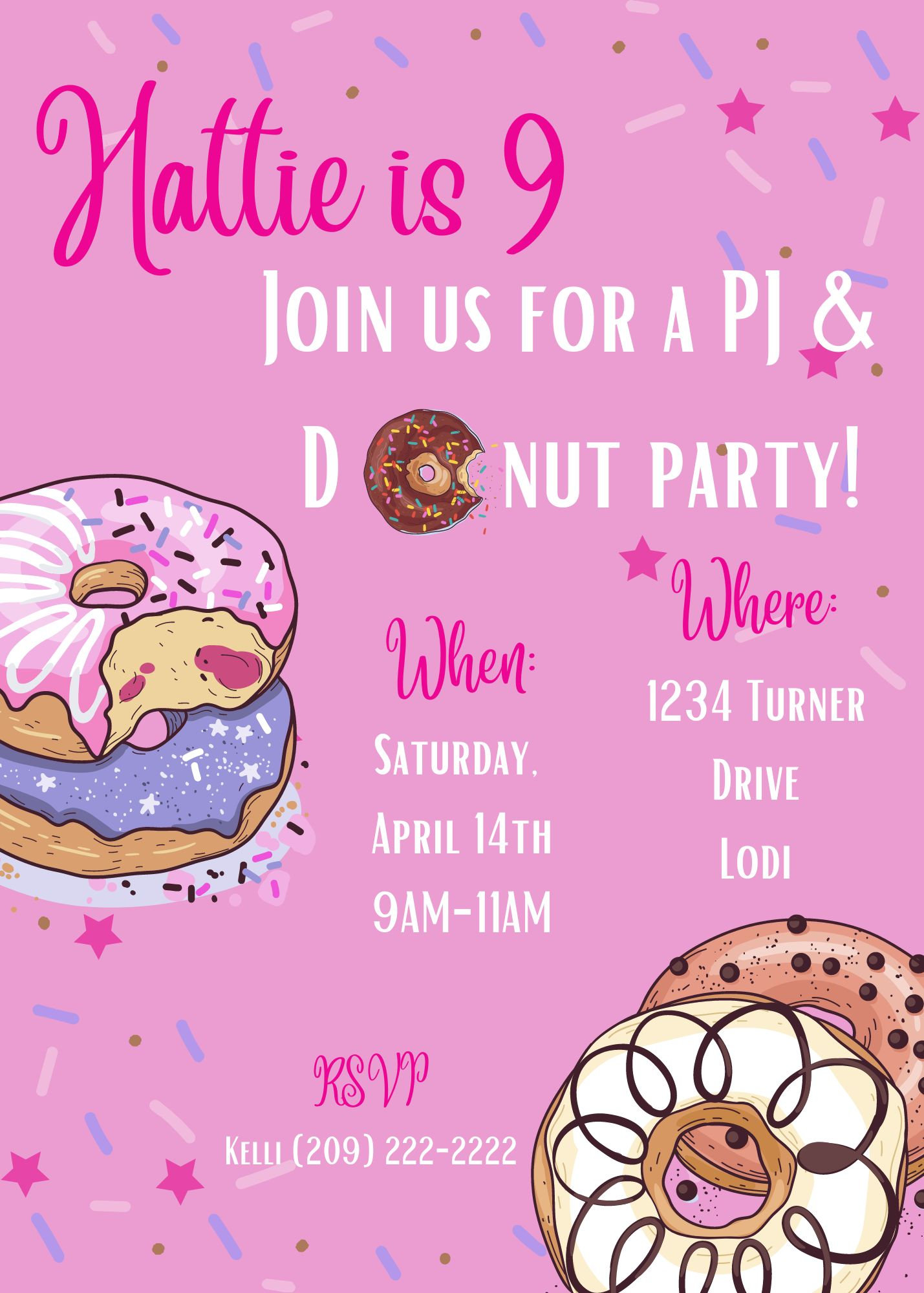 Donut Birthday Party Invitation Template - Digital Download - Canva ...