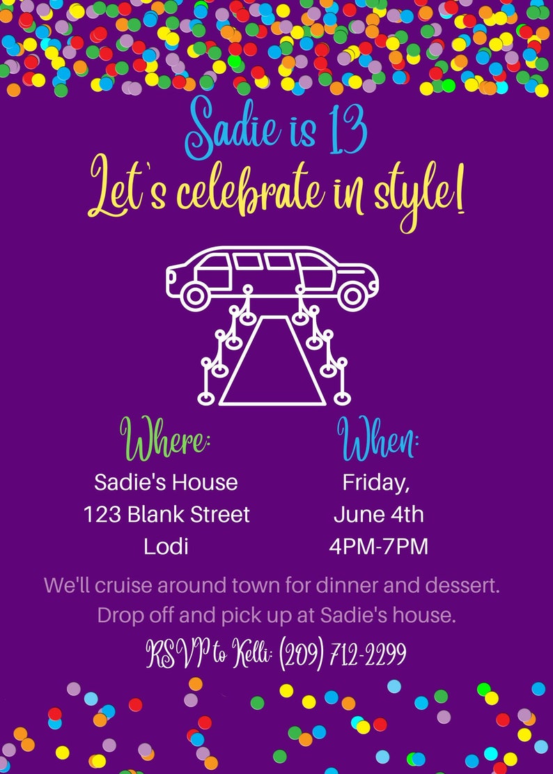 Limo Birthday Party Template - Digital Download - Canva Link - Etsy