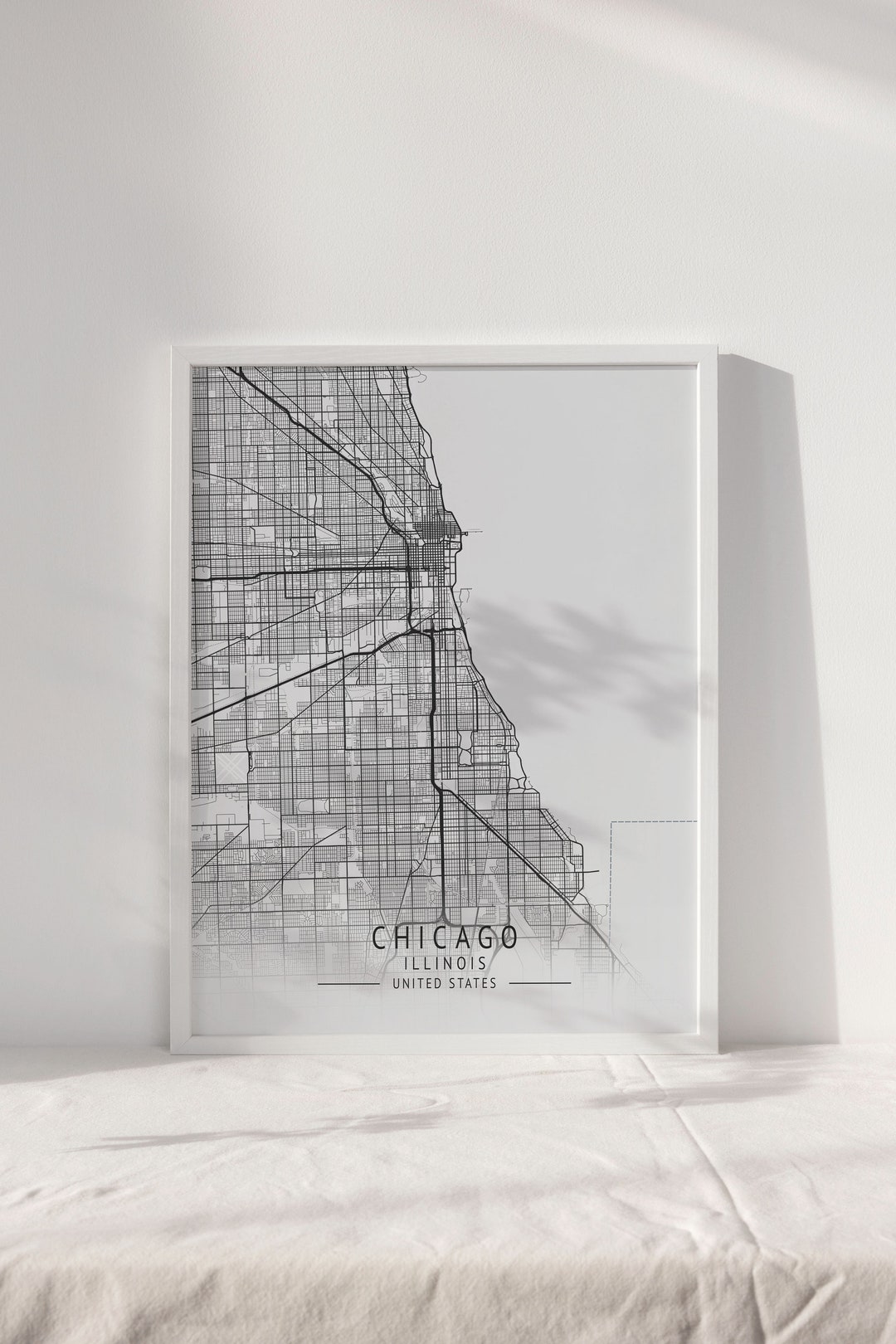 CHICAGO Map Poster Print Decor, Printable City Map Digital Download ...