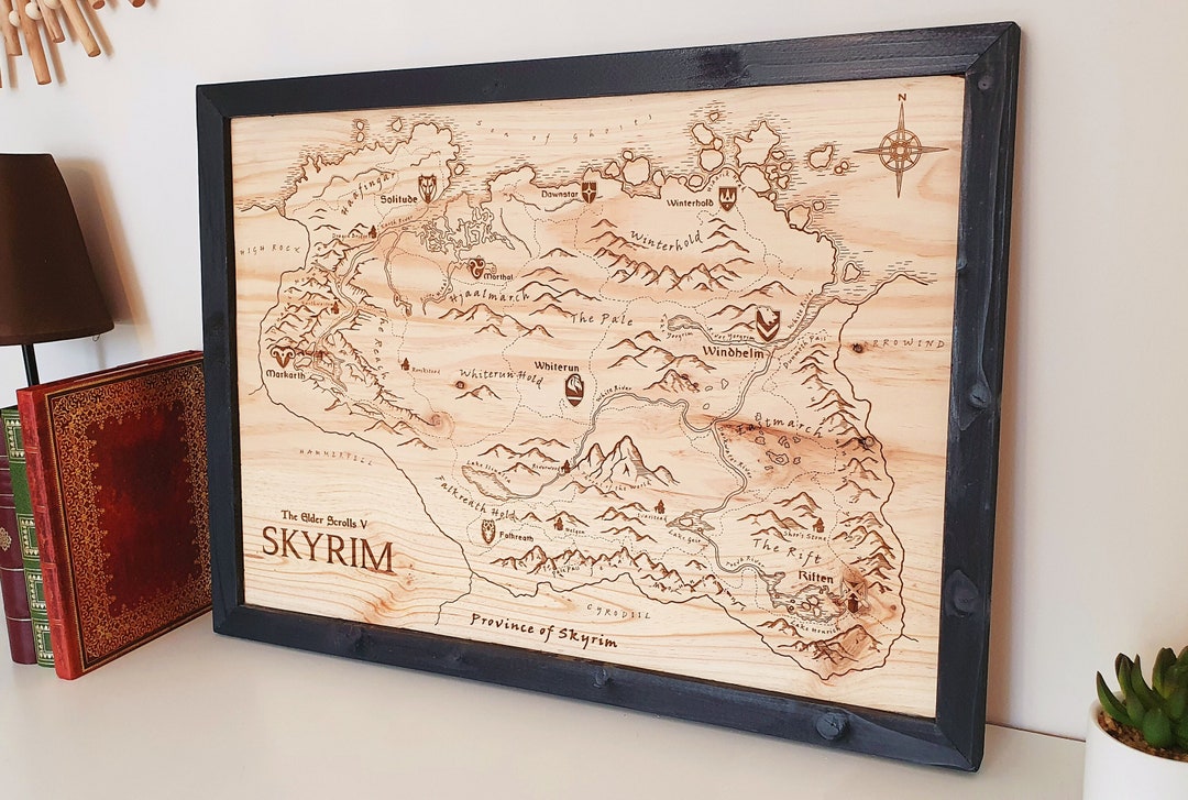 Skyrim Engraved Wooden Map, Unique Wall Decoration for the Elder ...