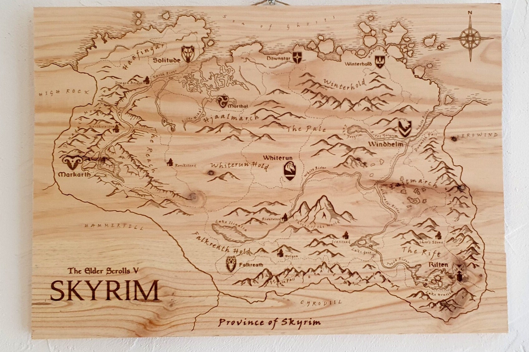 Skyrim Engraved Wooden Map Unique Wall Decoration for the - Etsy