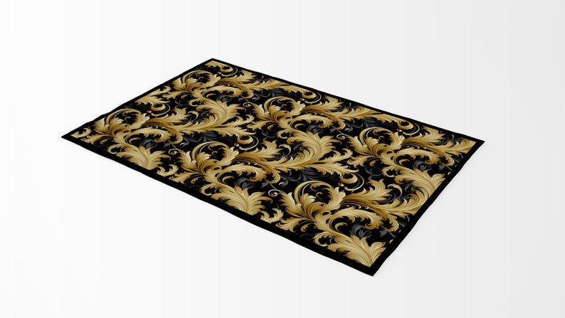 Floor Mat Indoor/outdoor Gold Floral Pattern - Etsy