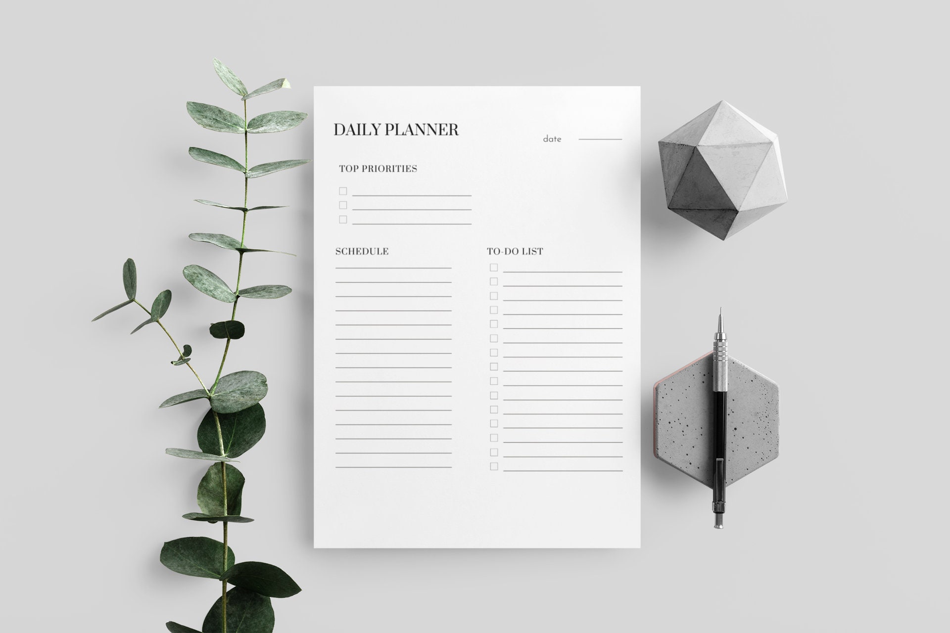 Minimalist and Aesthetic Printable Daily Planner | 1 Page| Instant ...