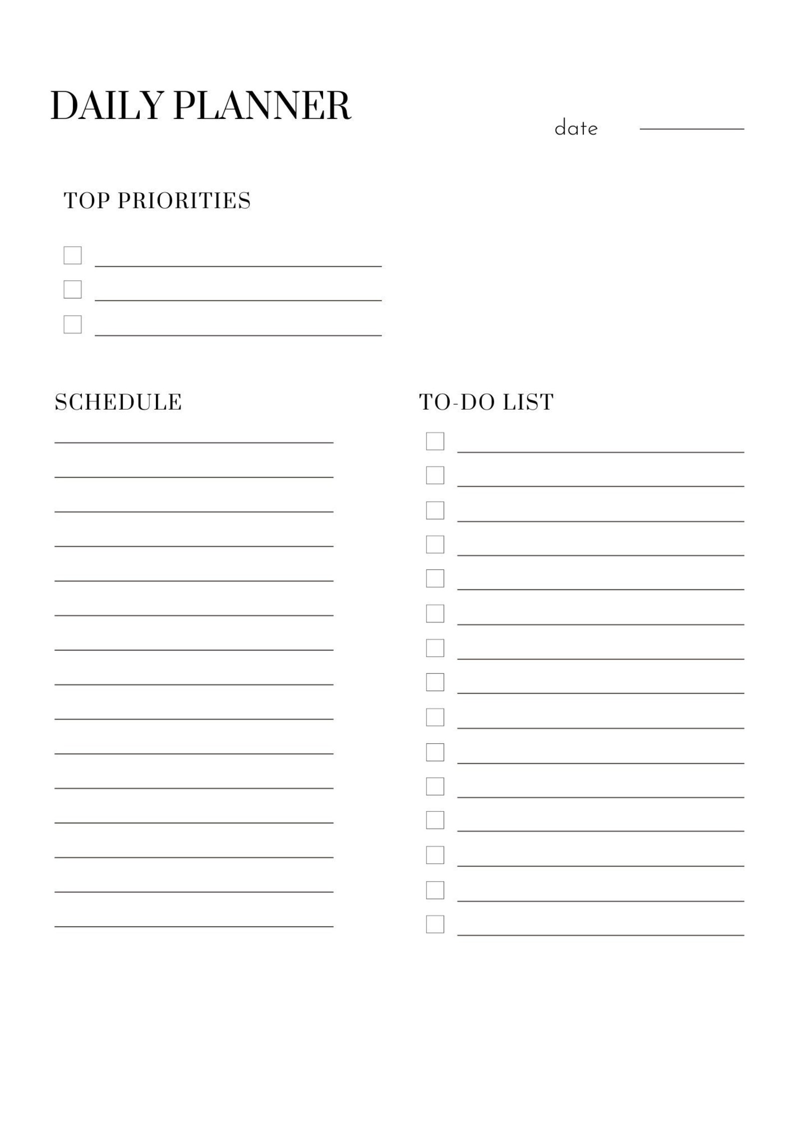 Minimalist and Aesthetic Printable Daily Planner | 1 Page| Instant ...