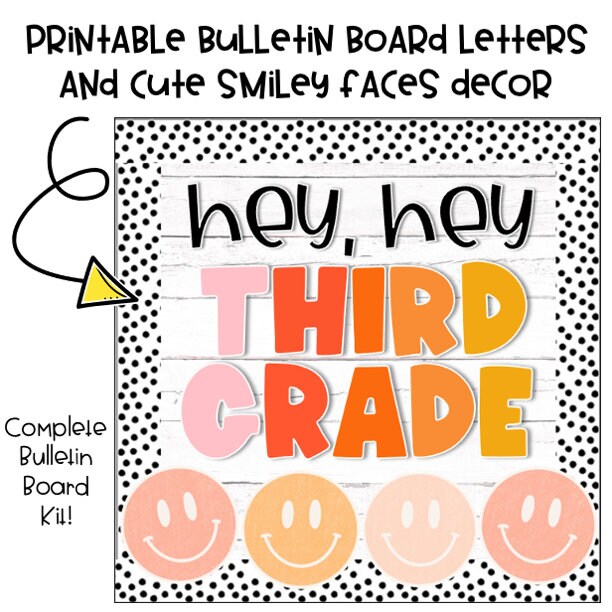 Third Grade Bulletin Board Kit | Classroom Decor Set | Door Decor ...