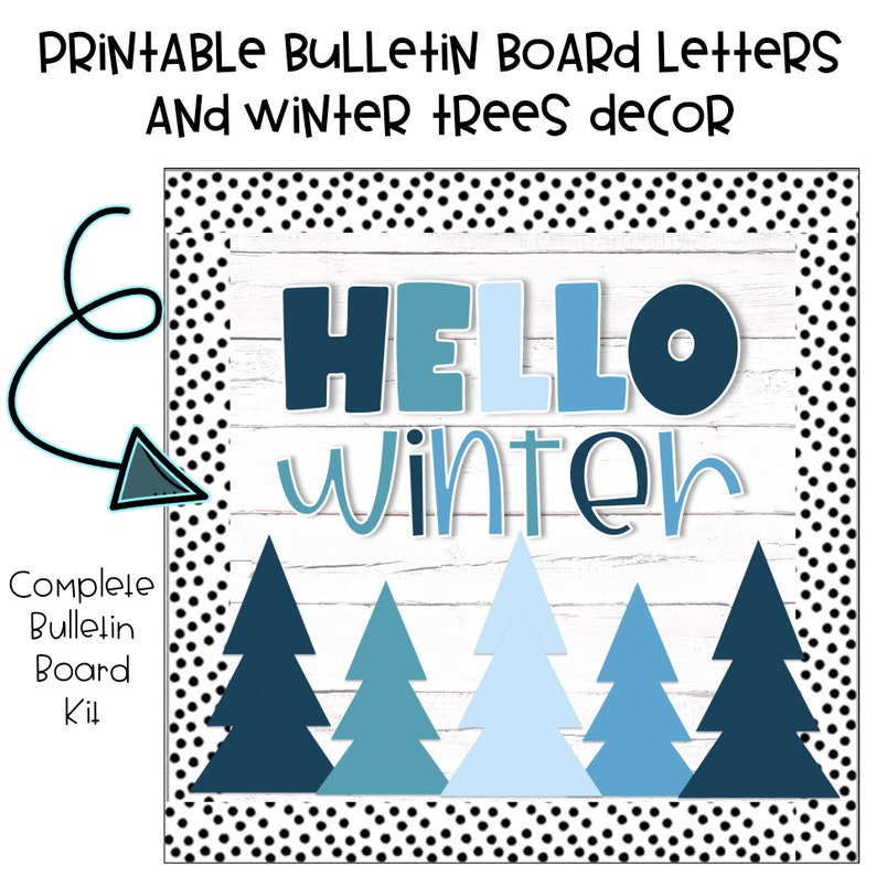 Hello Winter Bulletin Board Kit | Classroom Decor Set | Door Decor ...