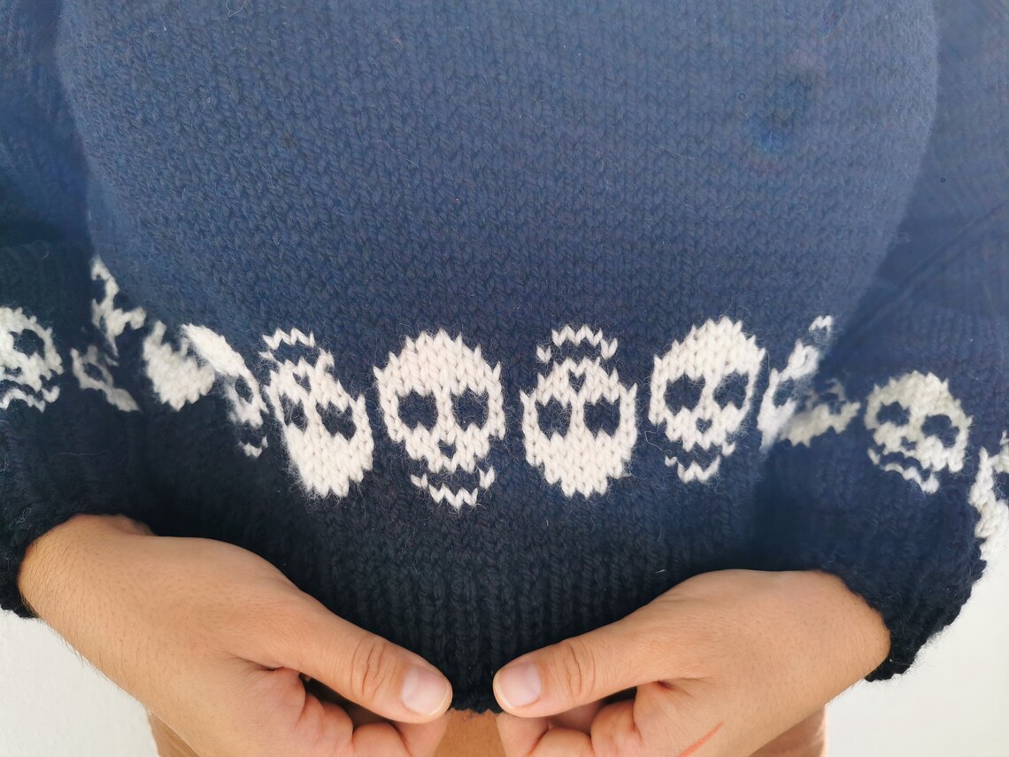 Skull Sweater Knitting Written Pattern - Etsy