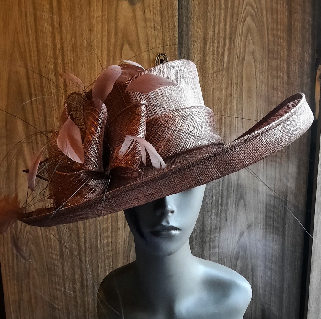 A Wide Wel Crafted Wedding/ Ascot/bridal Hat in Coffee. Size M - Etsy