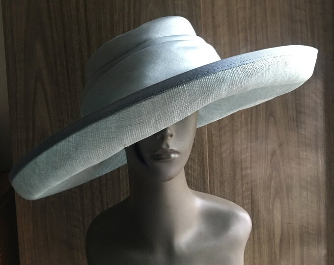 A Wide Wel Whiteley Crafted Wedding/ Ascot/bridal Hat in Sky Blue Size ...