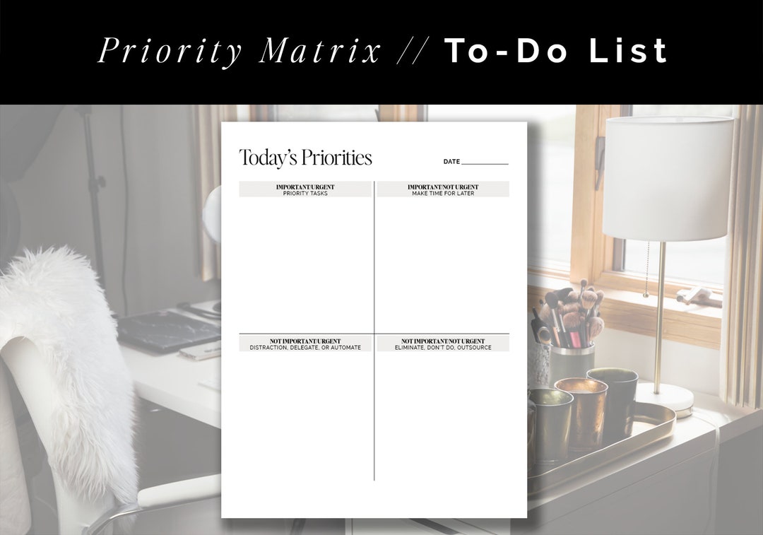 Chic Minimalist Priority Matrix Worksheet PDF for Productivity ...