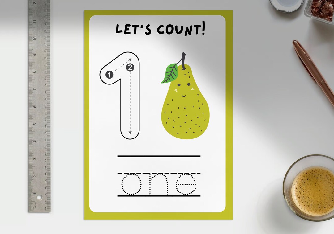 Let's Count Cute Fruits. Kids Learn the Numbers Worksheet. Buy, Print ...