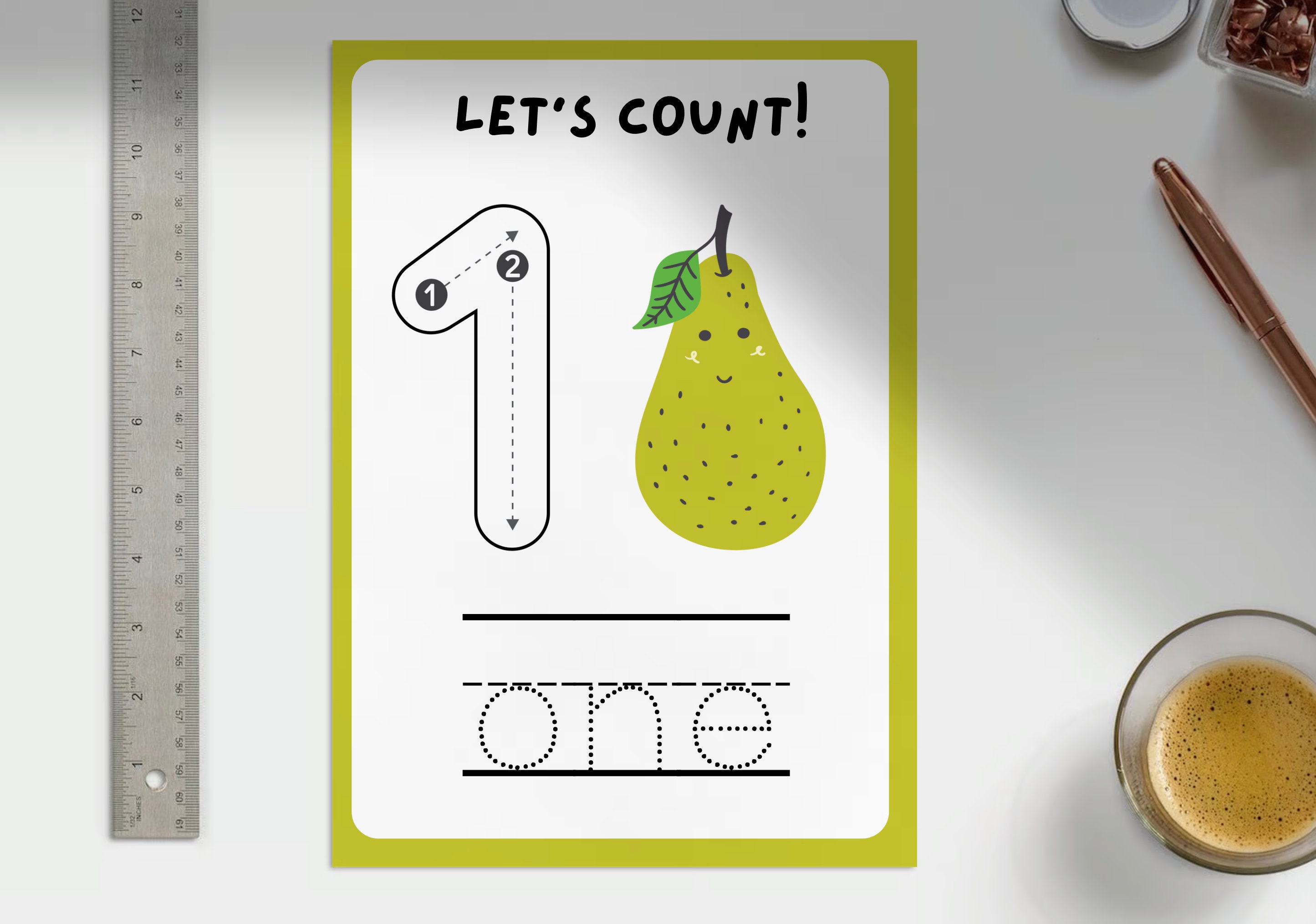 Let's Count Cute Fruits. Kids Learn the Numbers Worksheet. - Etsy