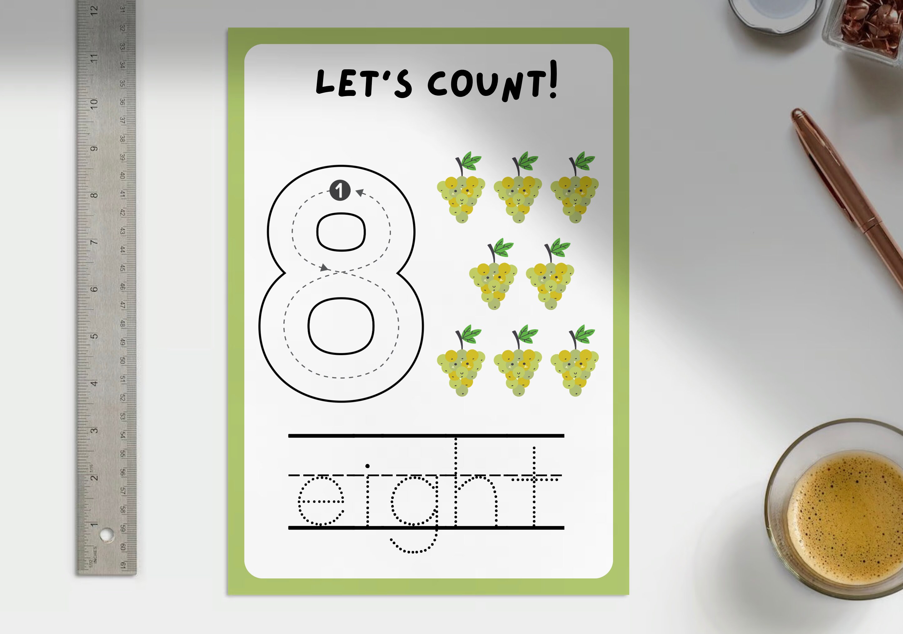 Let's Count Cute Fruits. Kids Learn the Numbers Worksheet. Buy, Print ...