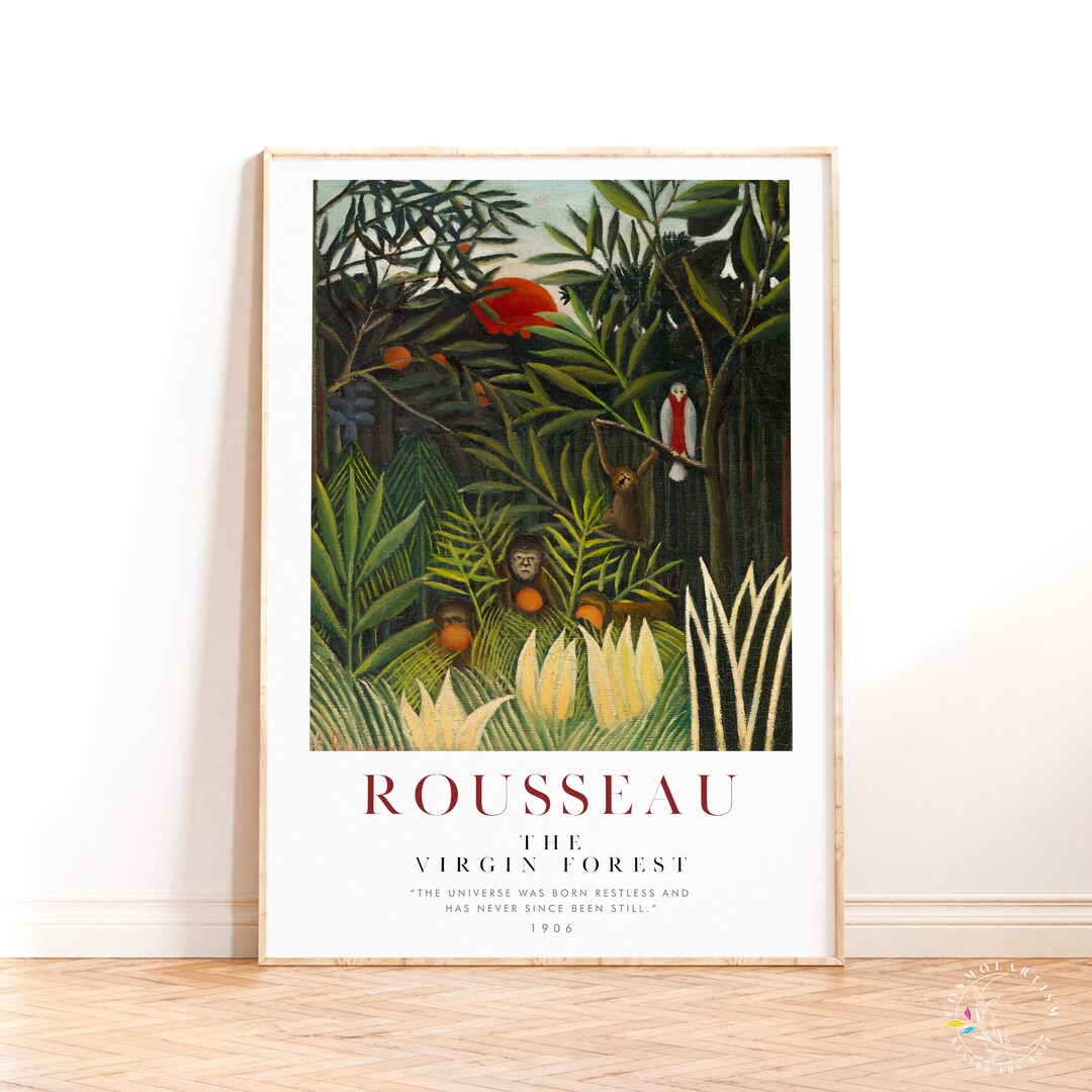 Henri Rousseau Virgin Forest Exhibition Poster, Monkey Modern Digital ...