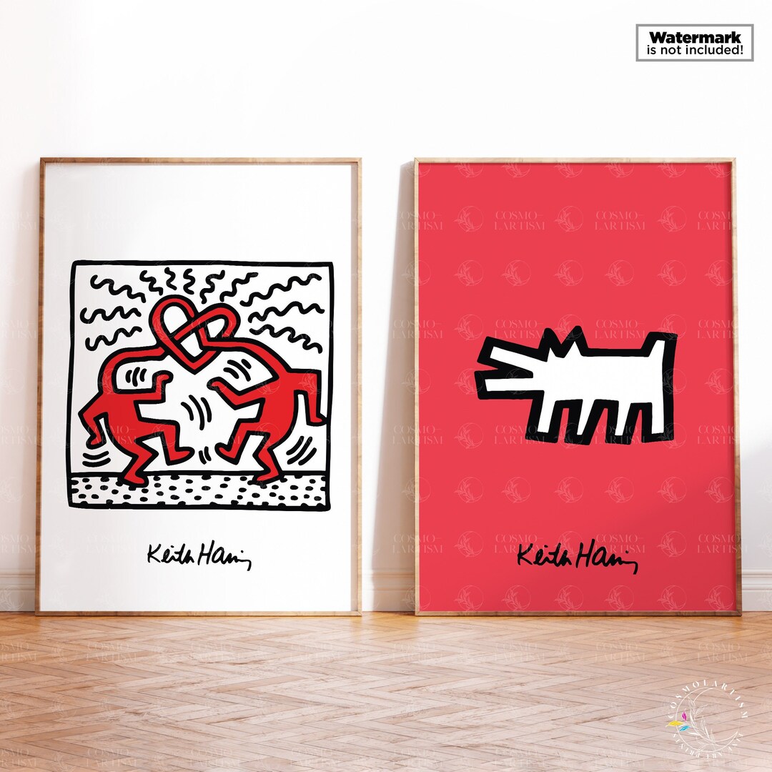 Keith Haring Set of 2, Keith Haring Love, Pop Art Print, Keith Haring ...