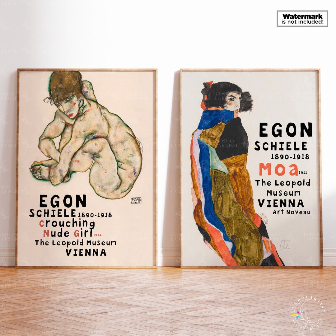 Set of 2 Egon Schiele Retro Poster Prints, Exhibition Posters, Fine Art ...