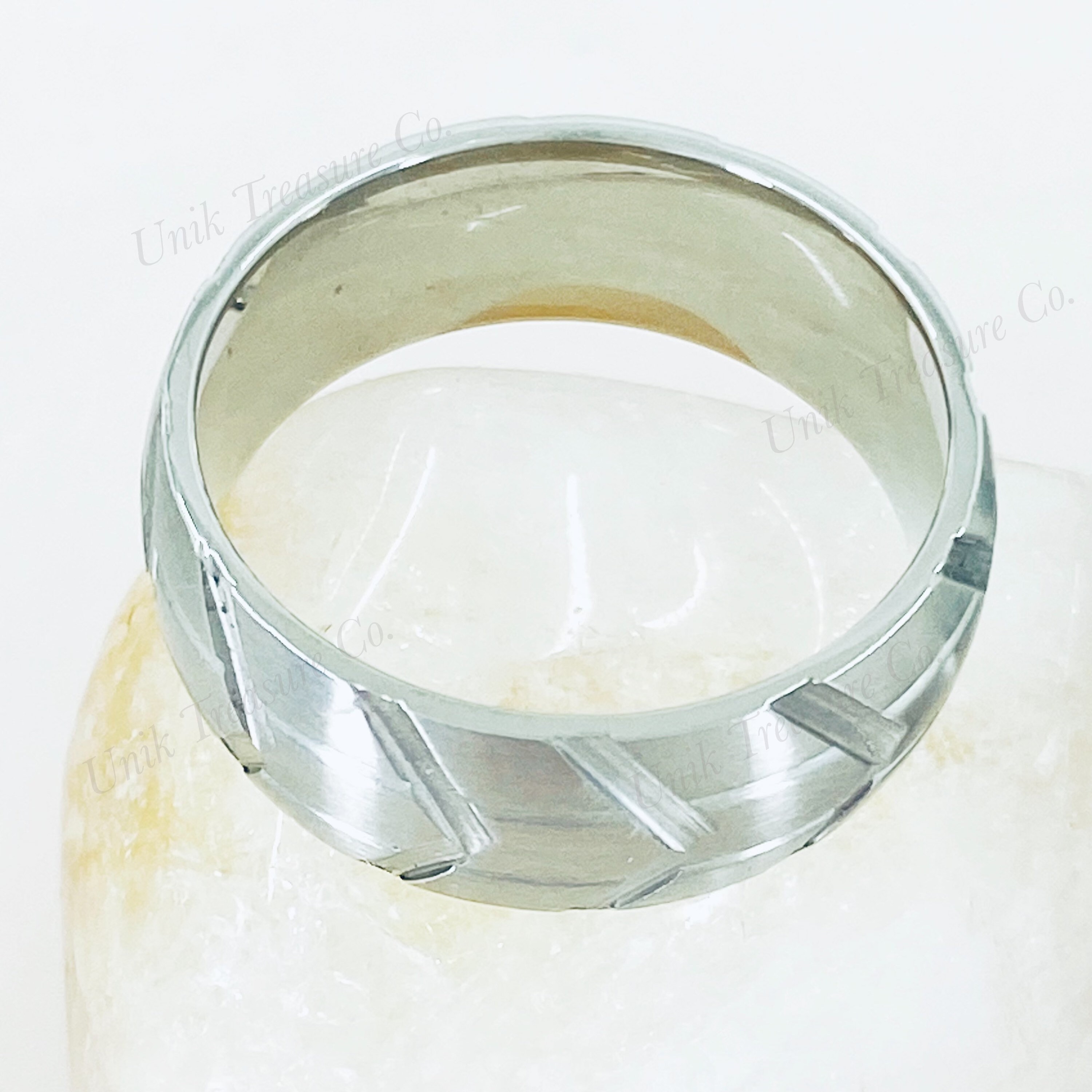 Men Band in Stainless Steel Motorcycle Tire Tread Wedding Ring Brushed ...