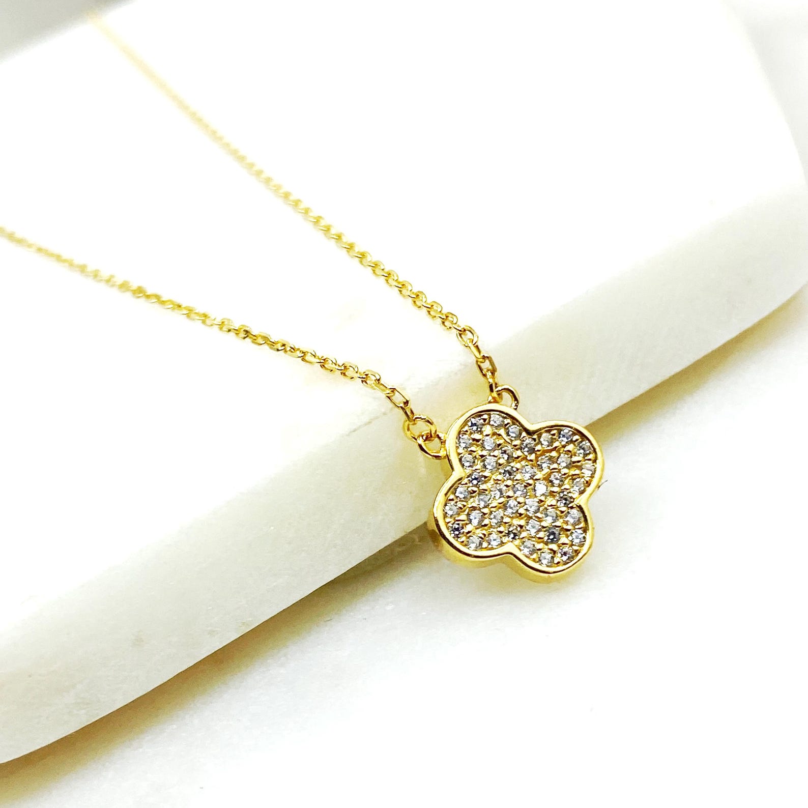 Van Cleef Design Reversible Mother of Pearl and Lab Created Diamond ...