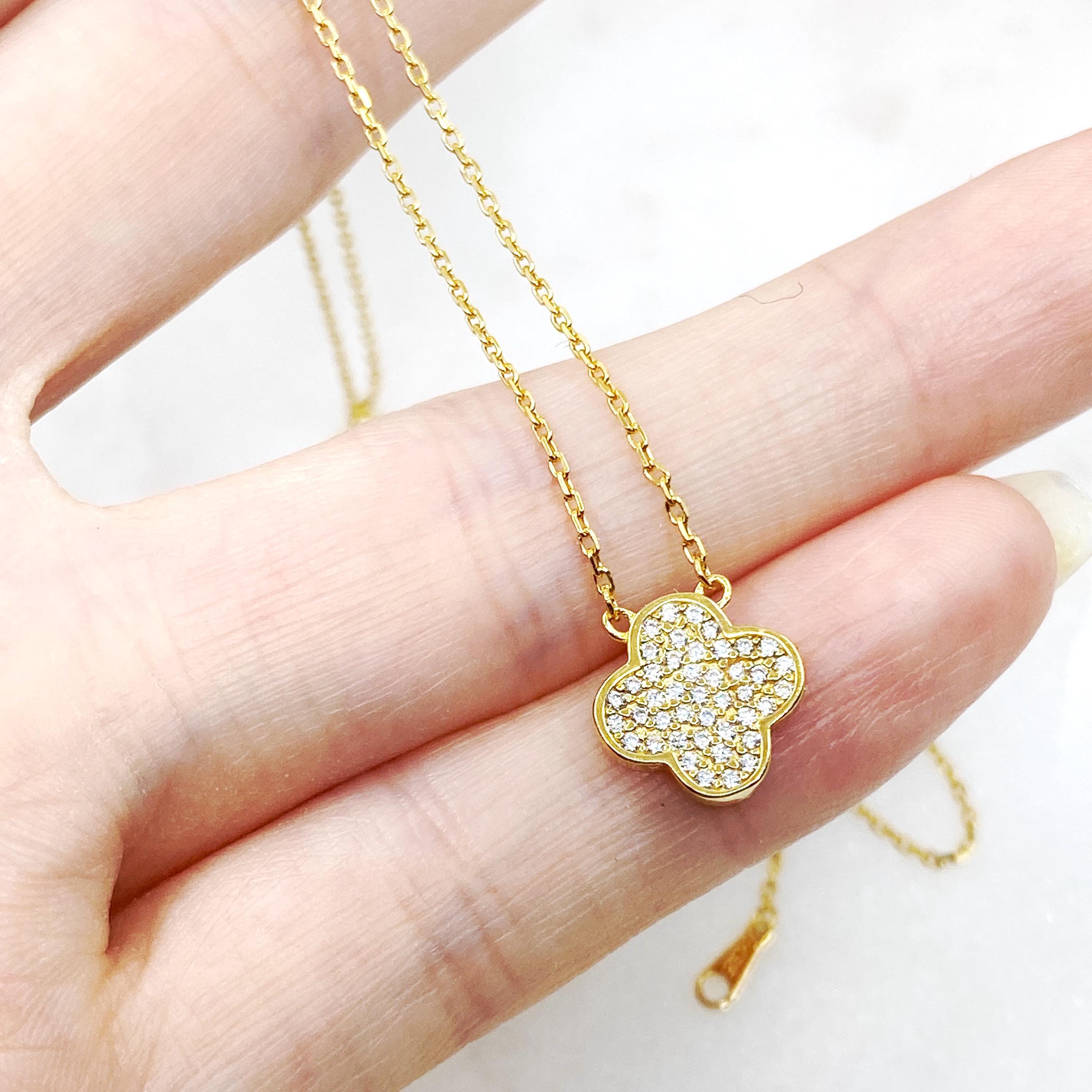 Van Cleef Design Reversible Mother of Pearl and Lab Created Diamond ...