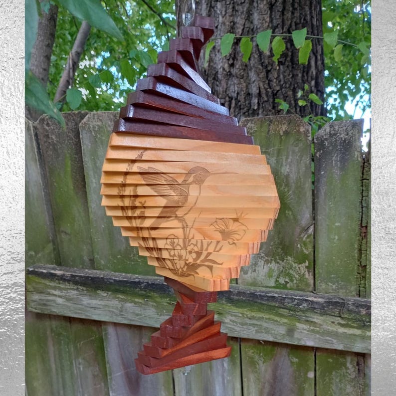 Wood Wind Spinners, Hummingbird Wood Spinners, Laser Engraved and ...