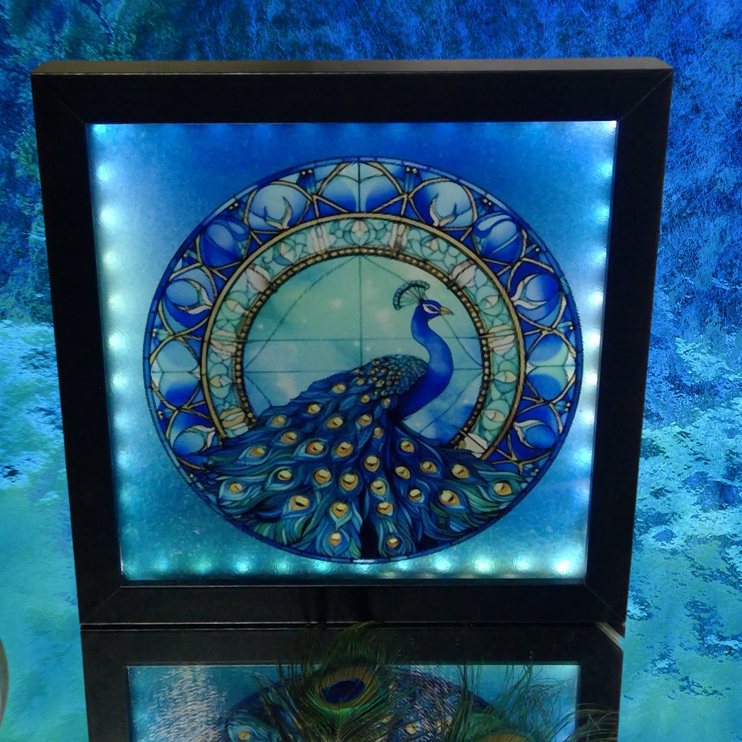 Peacock Light-up Picture, Peacock Suncatcher, Peacock Nightlight ...