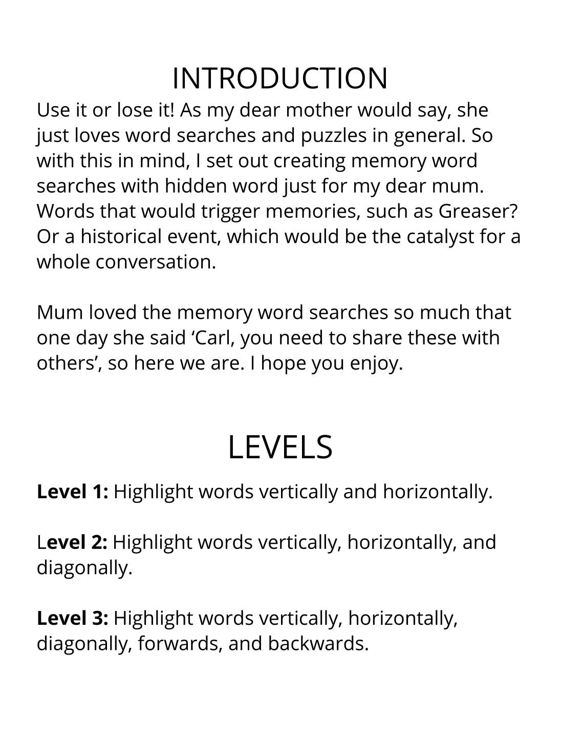 Download and Printable Memory Word Search for Seniors book 1 - Etsy