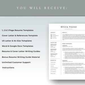 Modern Resume Template for Google Docs, Word, 1-3 Page Resume Template ...