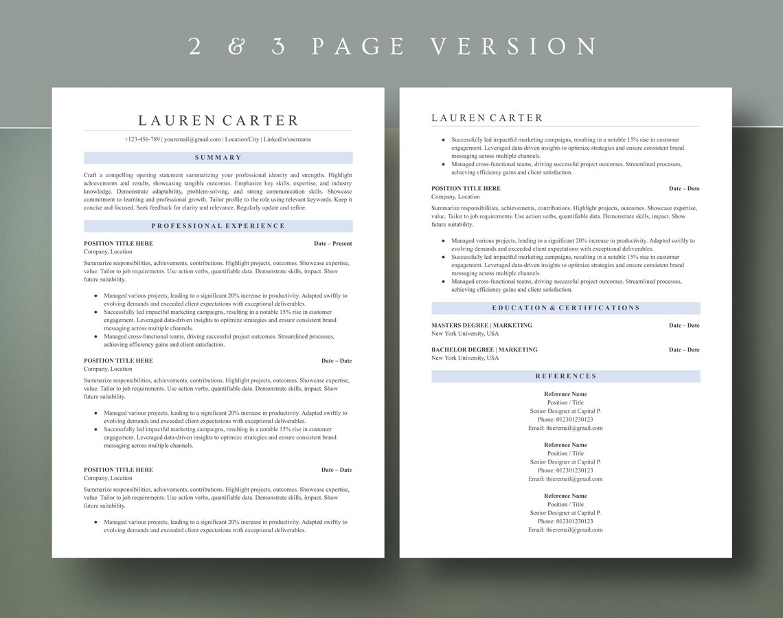 ATS Resume Template, ATS Friendly Resume Template, Google Docs, Word, 1 ...