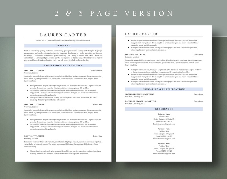 ATS Resume Template, ATS Friendly Resume Template, Google Docs, Word, 1 ...