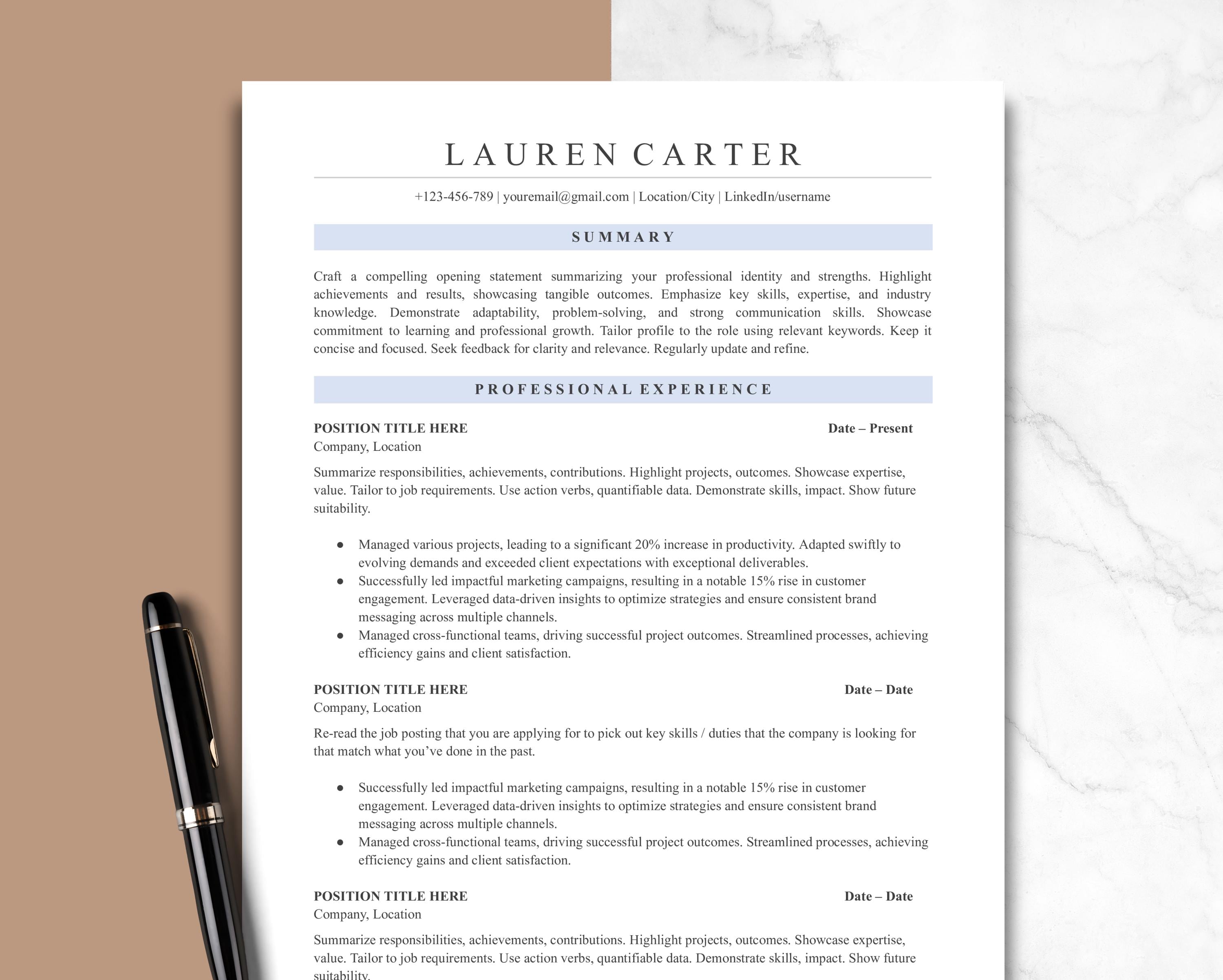 ATS Resume Template, ATS Friendly Resume Template, Google Docs, Word, 1 ...