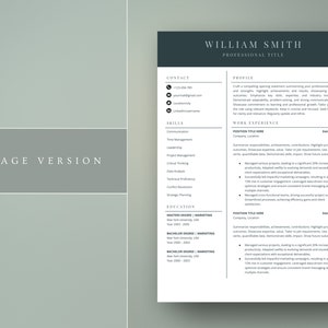 Modern Resume Template Resume Google Docs Resume Word 1-3 - Etsy