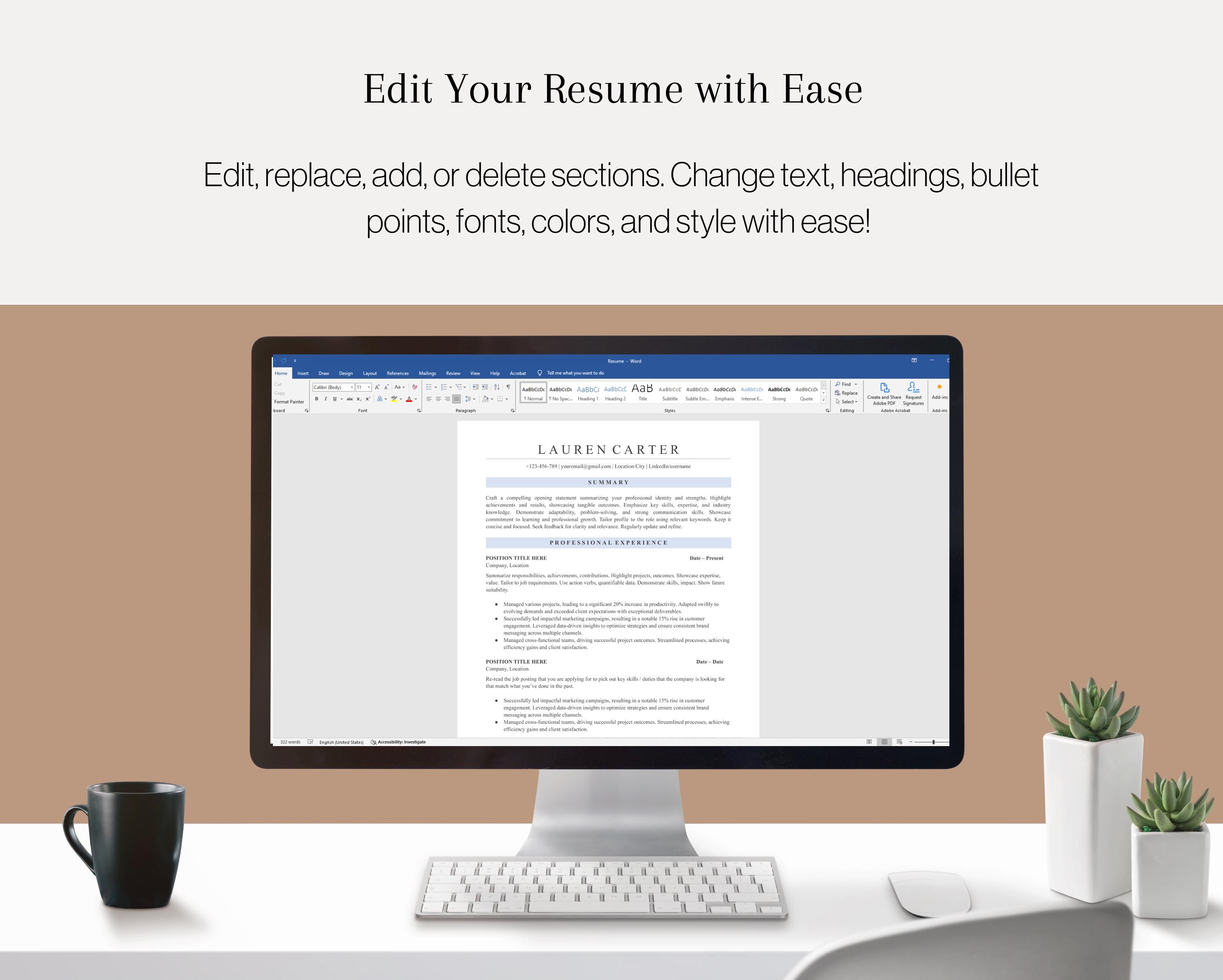 ATS Resume Template, ATS Friendly Resume Template, Google Docs, Word, 1 ...