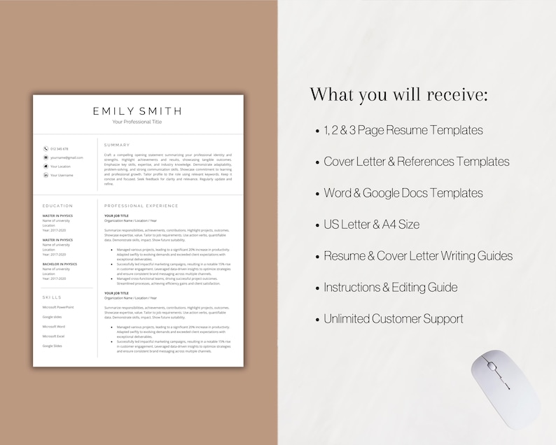 Professional Resume Template, Google Docs, Word, 1-3 Page Resume ...