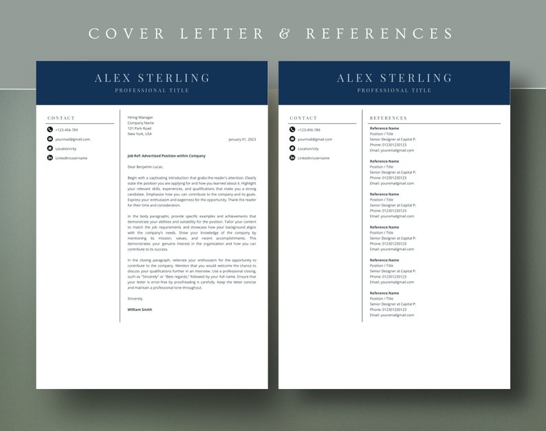Modern Resume Template, Resume Word, Resume Google Docs, 1-3 Page ...