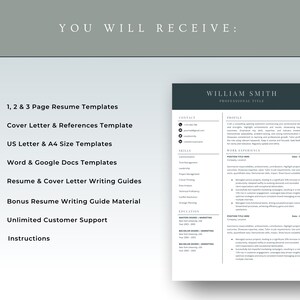 Modern Resume Template Resume Google Docs Resume Word 1-3 - Etsy