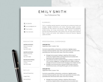 Resume Template Modern, Creative and Professional Word CV Cover Letter ...