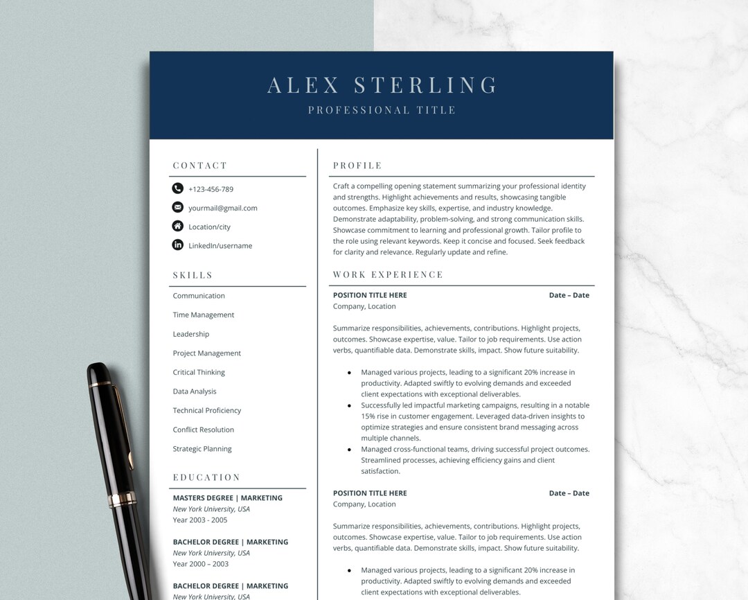 Modern Resume Template, Resume Word, Resume Google Docs, 1-3 Page ...