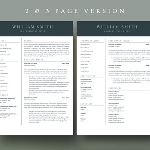 Modern Resume Template Resume Google Docs Resume Word 1-3 - Etsy