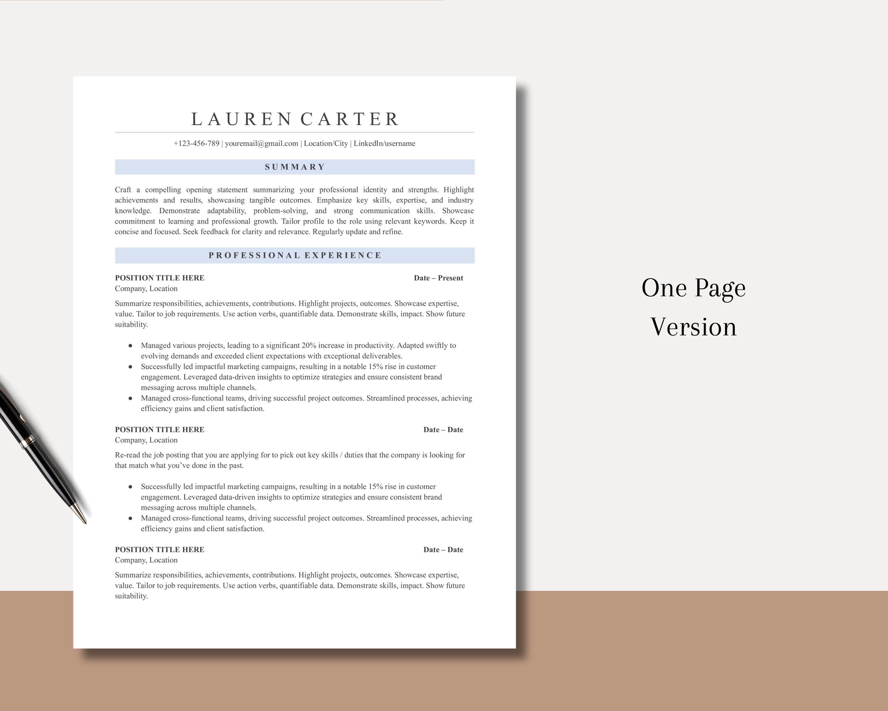 ATS Resume Template, ATS Friendly Resume Template, Google Docs, Word, 1 ...