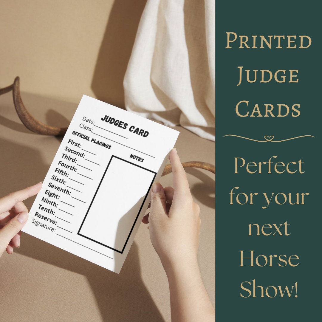 Printed Horse Show Judges Cards for All Disciplines Custom Printed ...