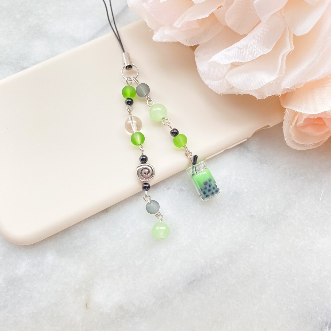 Boba Milk Tea Phone Charm, Kawaii Keychain, Y2k Charms, Handmade Bubble ...